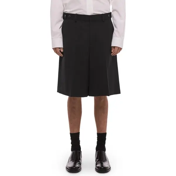 Helmut Lang Gab Pleated Wool Shorts
