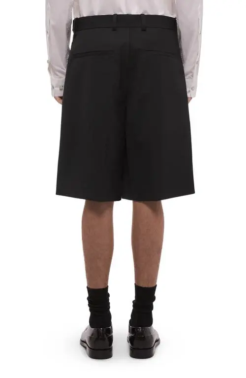 Helmut Lang Gab Pleated Wool Shorts