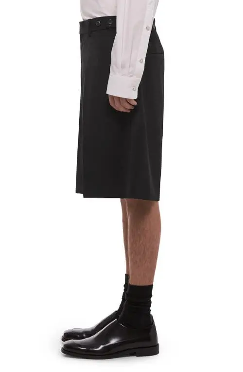 Helmut Lang Gab Pleated Wool Shorts