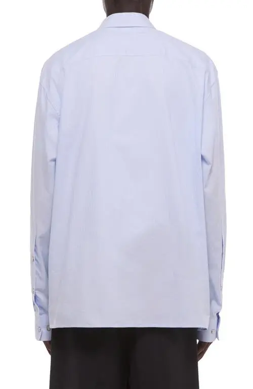 Helmut Lang Relaxed Fit Stripe Button-up Shirt - Light Blue