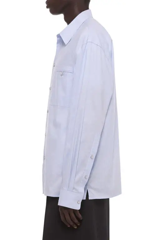 Helmut Lang Relaxed Fit Stripe Button-up Shirt - Light Blue