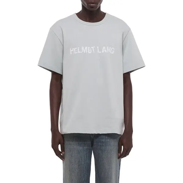 Helmut Lang Crumpled Logo Graphic T-shirt - Aqua Gray