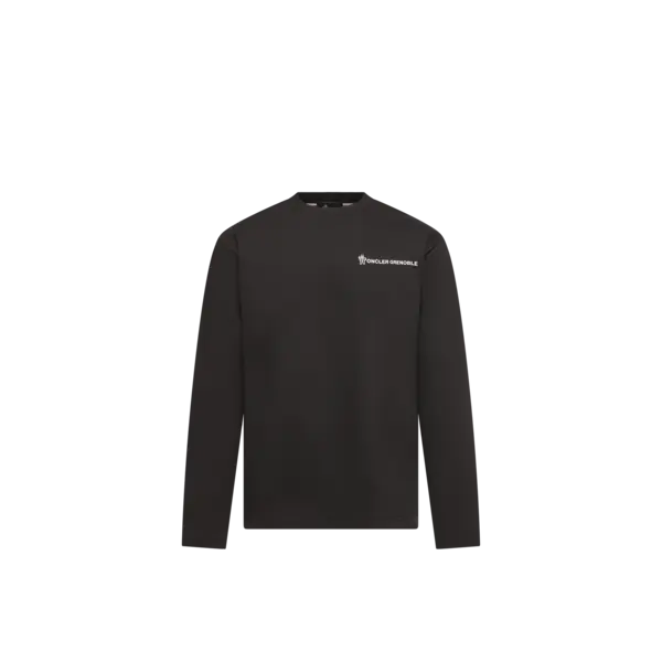 Moncler Logo Long Sleeve Cotton T-shirt - Black