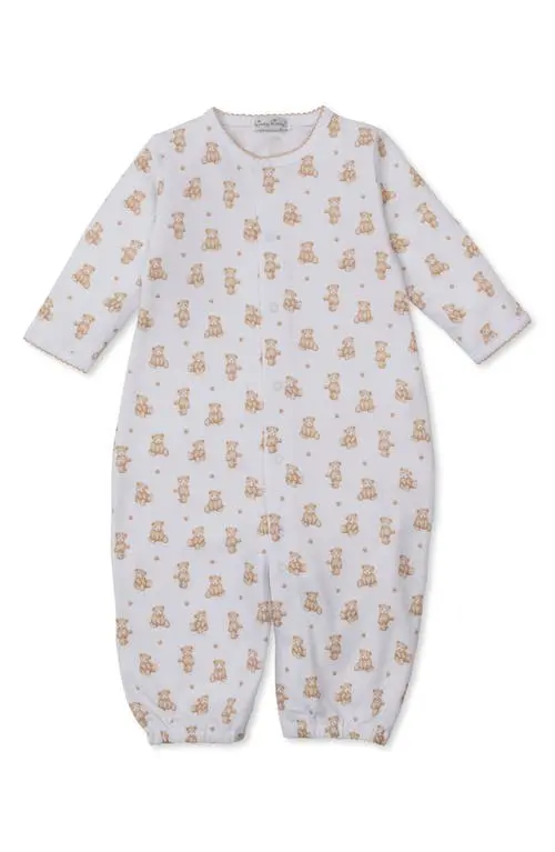 KISSY KISSY Teddy Bear Print Convertible Pima Cotton Gown - White/tan