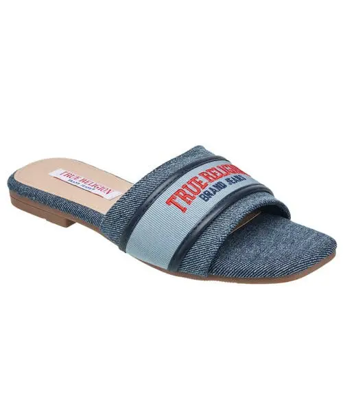 True Religion Remy Logo Band Slide Sandal - Denim