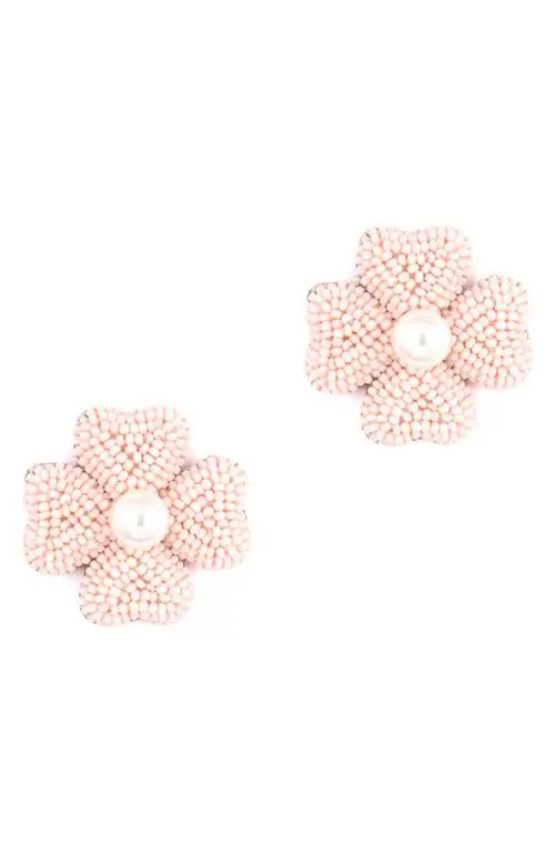 Deepa Gurnani Liora Beaded Flower Drop Earrings - Baby Pink