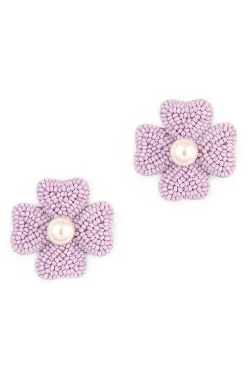 Deepa Gurnani Liora Beaded Flower Drop Earrings - Lavender