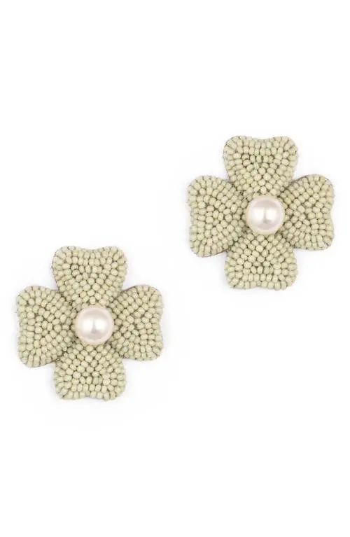 Deepa Gurnani Liora Beaded Flower Drop Earrings - Sage
