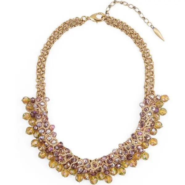 Deepa Gurnani Emil Beaded Collar Necklace - Mustard