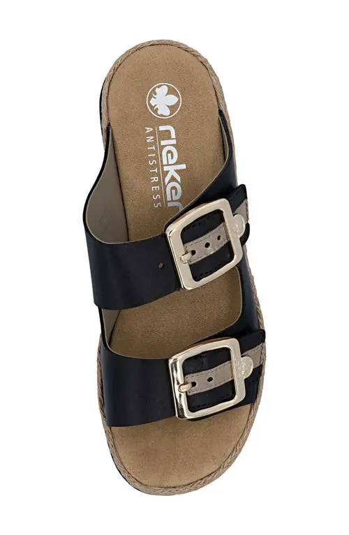 RIEKER Regina Slide Sandal - Schwarz/beige