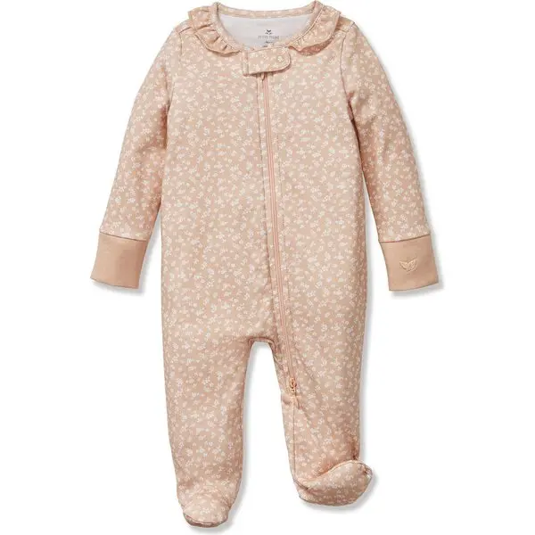 PETITE PLUME Ditsy Pima Cotton Footie - Beige