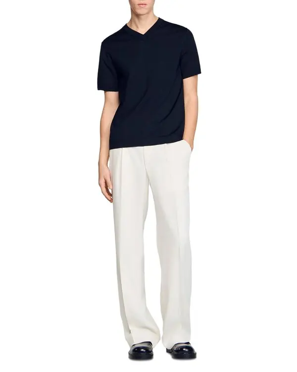 Sandro Pablo Short Sleeve V Neck Shirt - Black