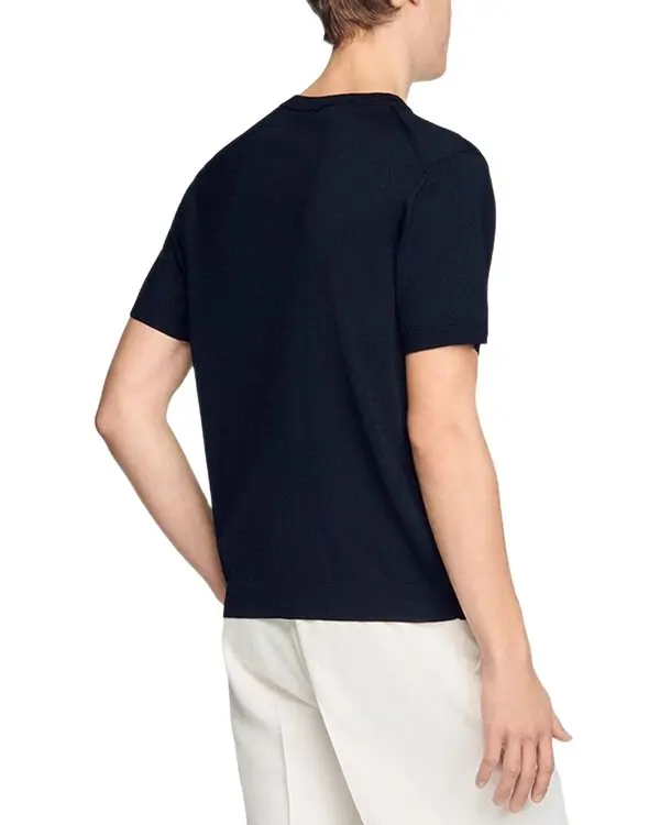 Sandro Pablo Short Sleeve V Neck Shirt - Black