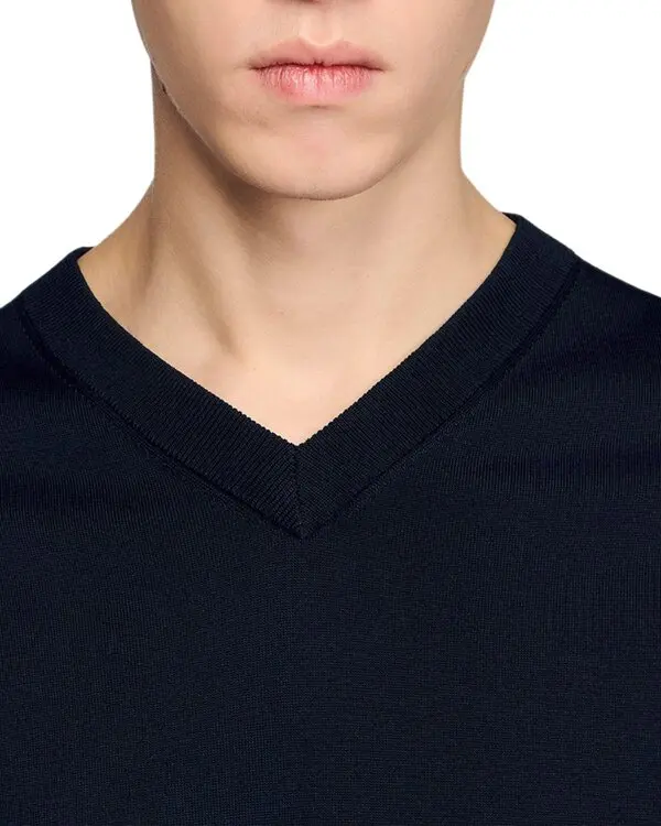 Sandro Pablo Short Sleeve V Neck Shirt - Black