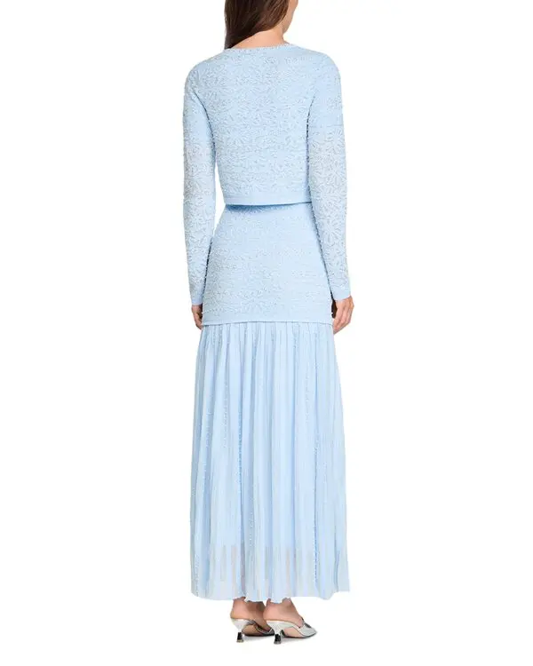 Sandro Cropped Pearl Cardigan - Sky Blue