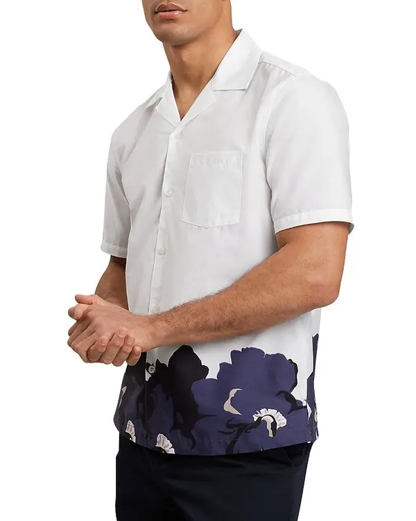 Ted Baker London Biscarn Floral Print Relaxed Fit Short Sleeve Shirt - White