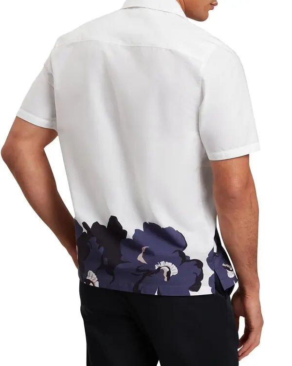 Ted Baker London Biscarn Floral Print Relaxed Fit Short Sleeve Shirt - White