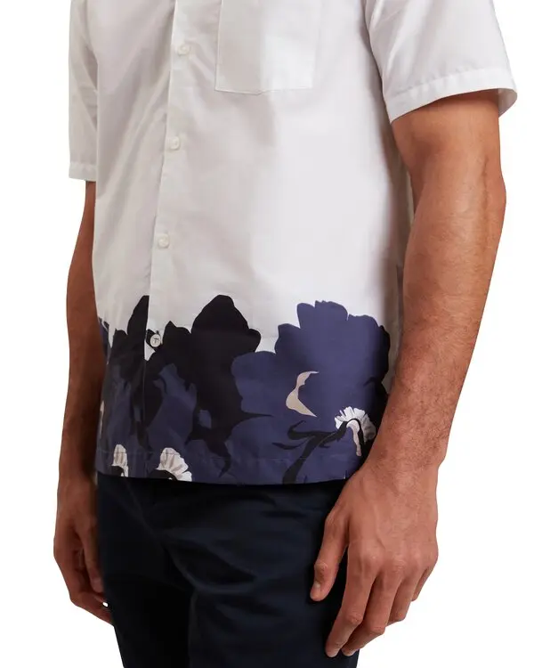 Ted Baker London Biscarn Floral Print Relaxed Fit Short Sleeve Shirt - White