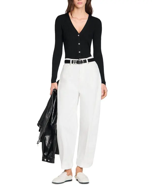 Sandro Ribbed Knit Cardigan