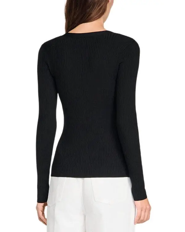Sandro Ribbed Knit Cardigan