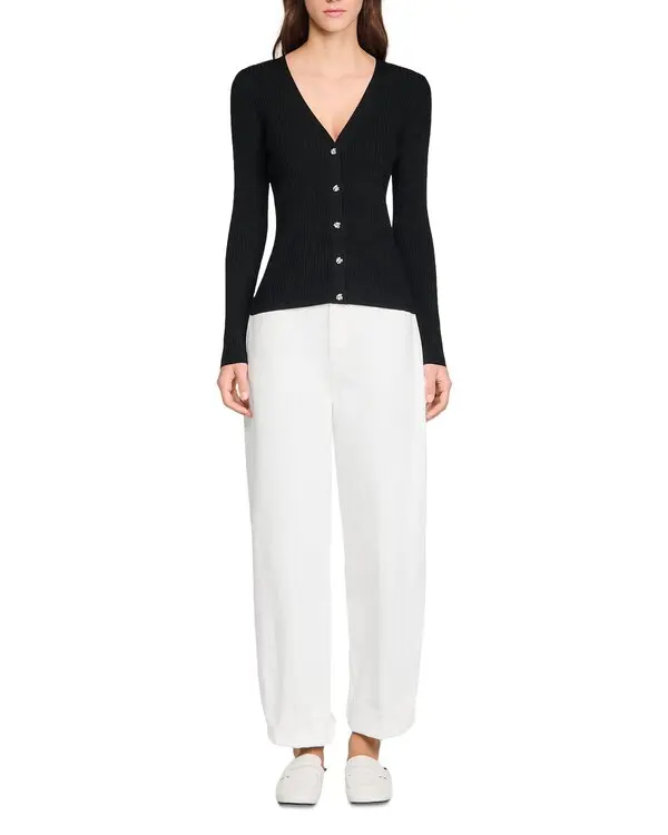 Sandro Ribbed Knit Cardigan