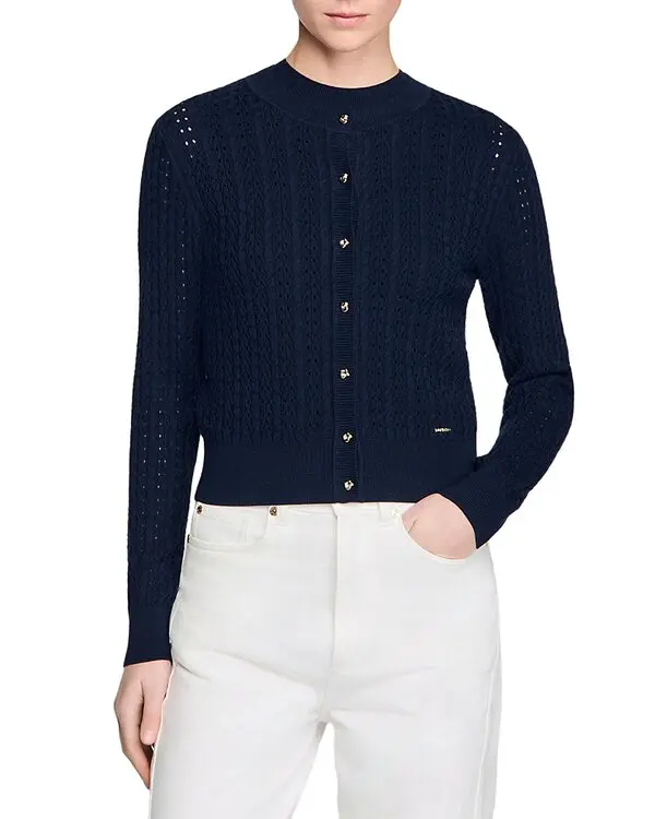 Sandro Textured Knit Cropped Cardigan
