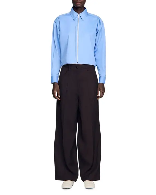 Sandro Julianna Cropped Logo Shirt