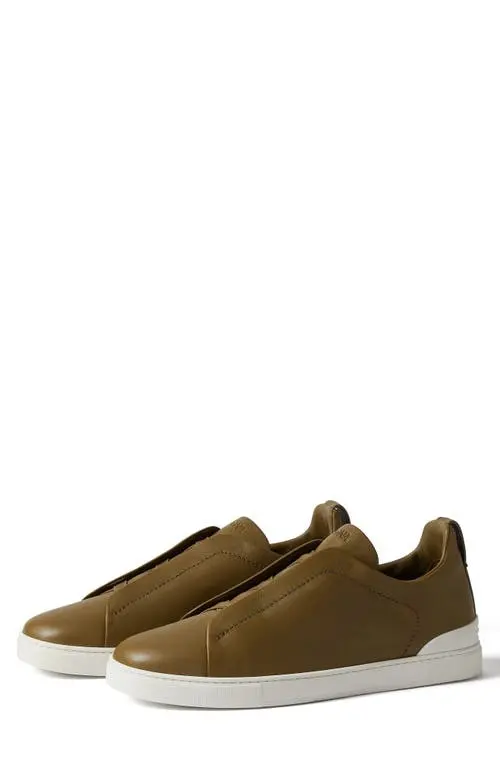 Zegna Triple Stitch™ Secondskin Low-top Sneaker - Olive Green