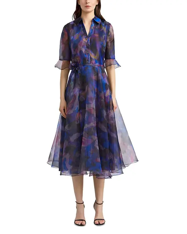 Theia Printed Shirt Dress - Shadow Aurora