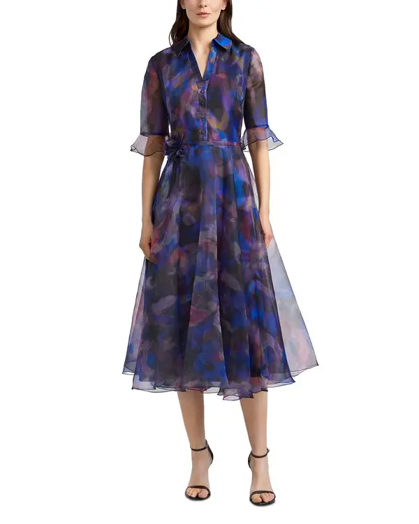 Theia Printed Shirt Dress - Shadow Aurora