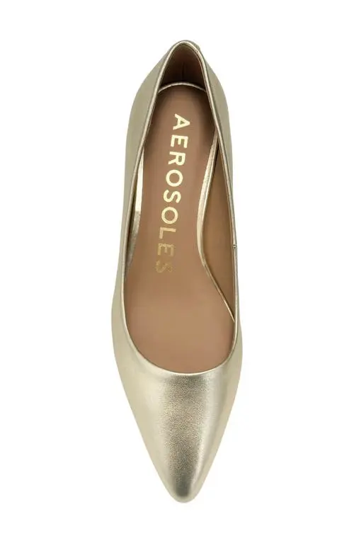 Aerosoles Rana Kitten Heel Pump - Soft Gold