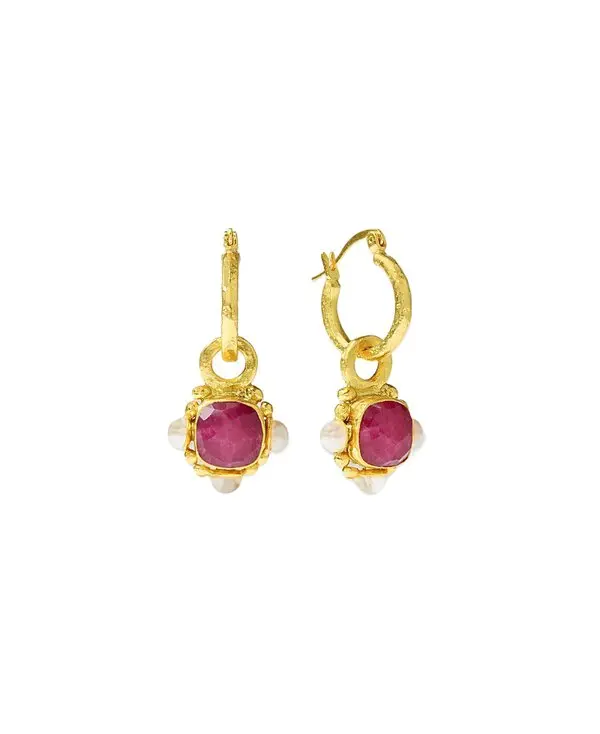 OTTOMAN HANDS Esther Ruby And Pearl Drop Earrings - Gold