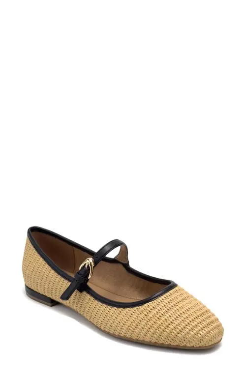 Aerosoles Annette Mary Jane Flat - Natural/black Basket Raffia