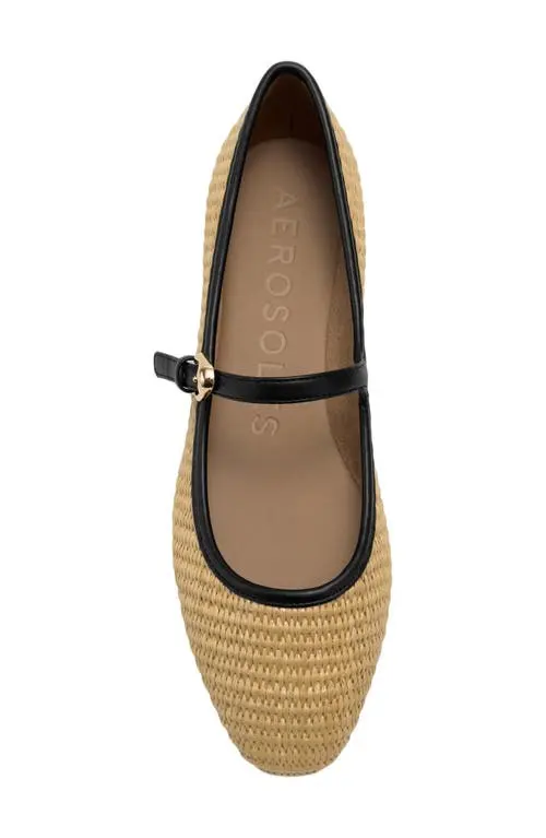 Aerosoles Annette Mary Jane Flat - Natural/black Basket Raffia