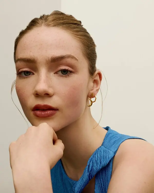 OTTOMAN HANDS Star And Moon Drop Earrings
