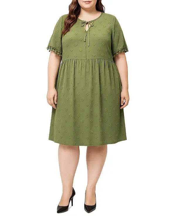 STANDARDS & PRACTICES Plus Tied Neck Tassel Mini Dress