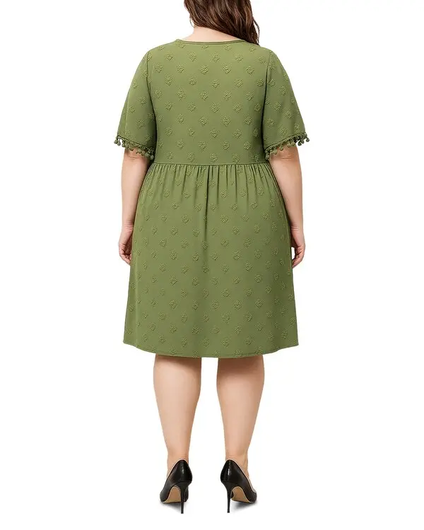 STANDARDS & PRACTICES Plus Tied Neck Tassel Mini Dress