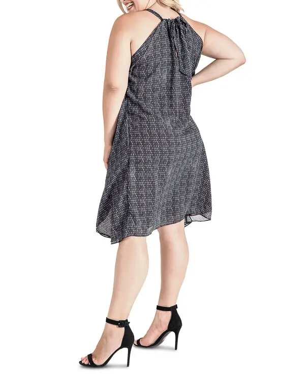 STANDARDS & PRACTICES Printed Choker Trapeze Mini Dress - Snake Charm