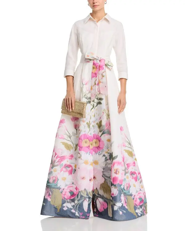 Rickie Freeman For Teri Jon Taffeta Collared Gown