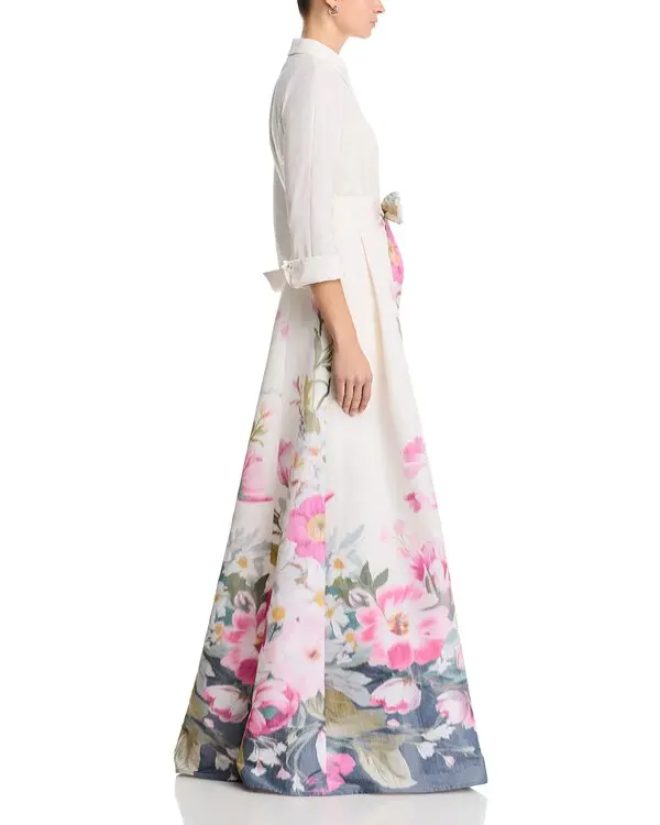 Rickie Freeman For Teri Jon Taffeta Collared Gown