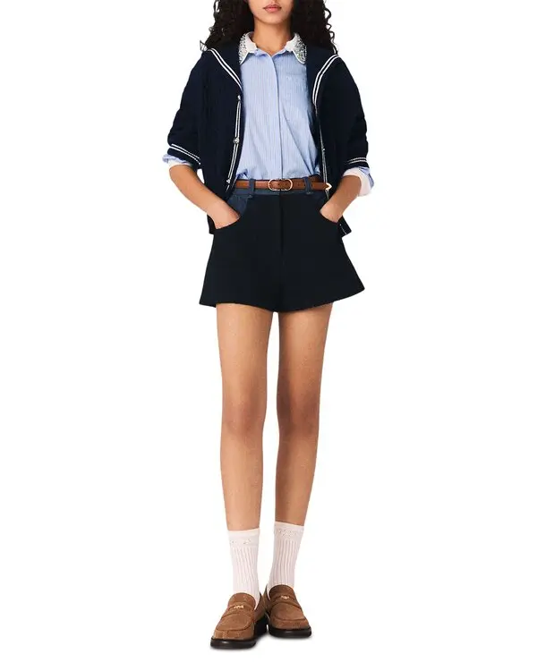 Maje Ivita Tweed Denim Shorts