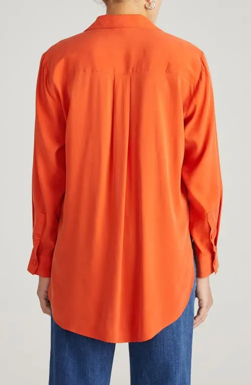 Universal Standard Oversized Cooling Button-up Shirt - Orange Flame