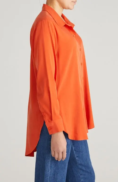 Universal Standard Oversized Cooling Button-up Shirt - Orange Flame