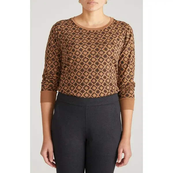 Universal Standard Long Sleeve T-shirt - Brown Hacienda Print