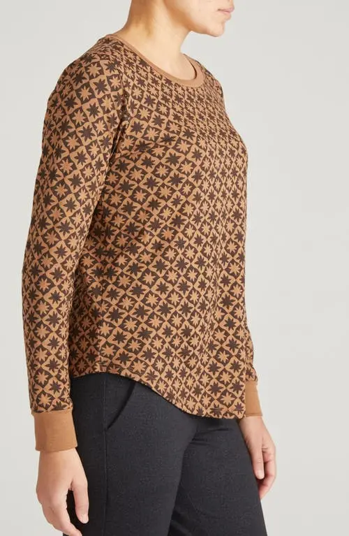 Universal Standard Long Sleeve T-shirt - Brown Hacienda Print