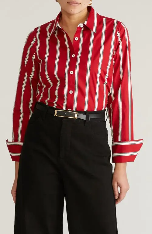 Universal Standard Henning X Us Madison Poplin Button-up Shirt - Red/black/white