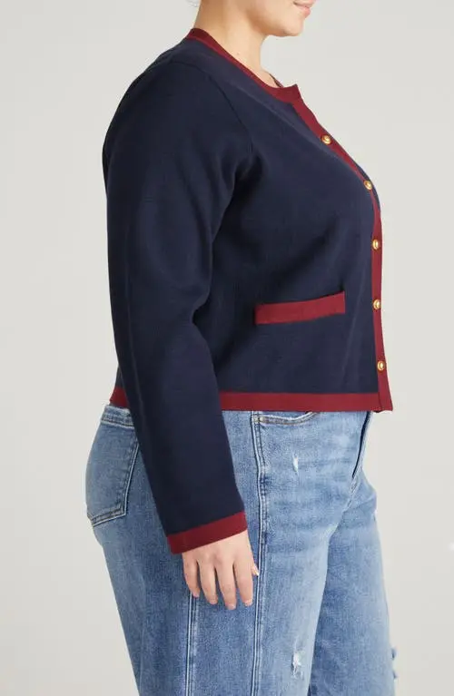 Universal Standard Gabrielle Cardigan - Midnight Blue/red