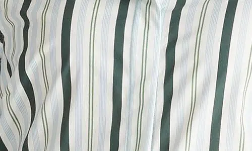 Universal Standard Elbe Stretch Poplin Button-up Shirt - Green/white Stripe