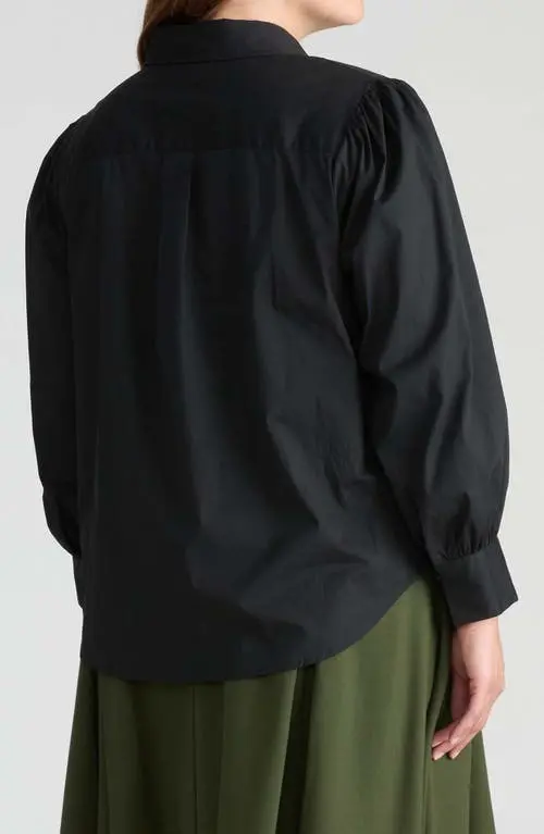 Universal Standard Janet Stretch Poplin Button-up Shirt - Black