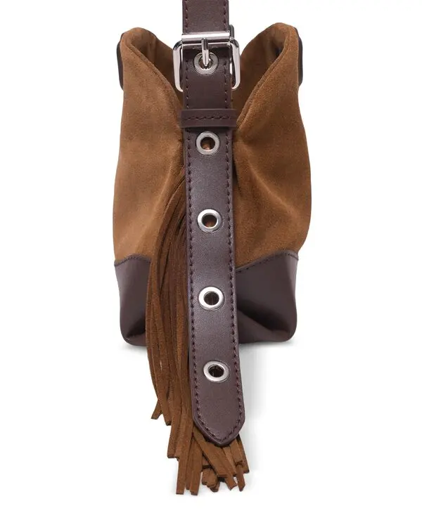 Maje Miss M Mini Suede & Leather Shoulder Bag